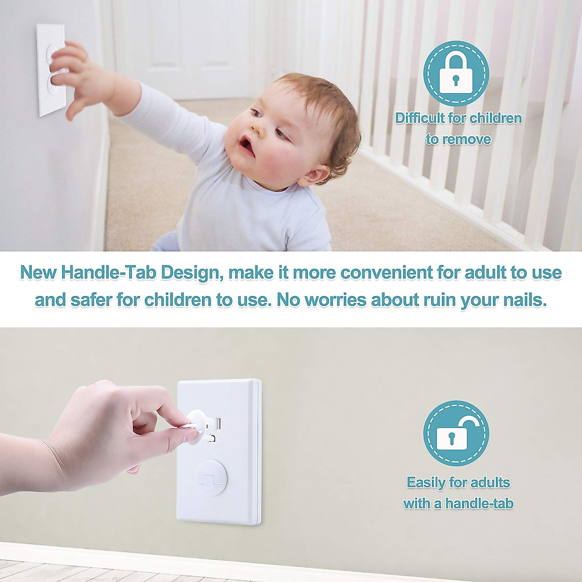 PRObebi Outlet Covers Baby Proofing 52 Pack, Plug Covers for Electrical Outlets, Outlet Plugs Baby Proof for Kids House (White)