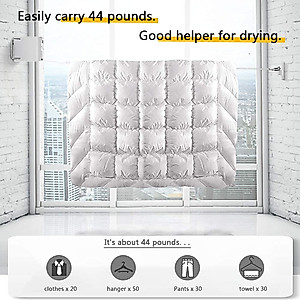 ABHILWY Retractable Clothesline Clothes Line Retracting Outdoor/Indoor, Heavy Duty Adjustable Drying Rope Wire Dryer Widened Belt, Self Adhesive Wall Mount Case with 29 Windproof Hanging Holes Black