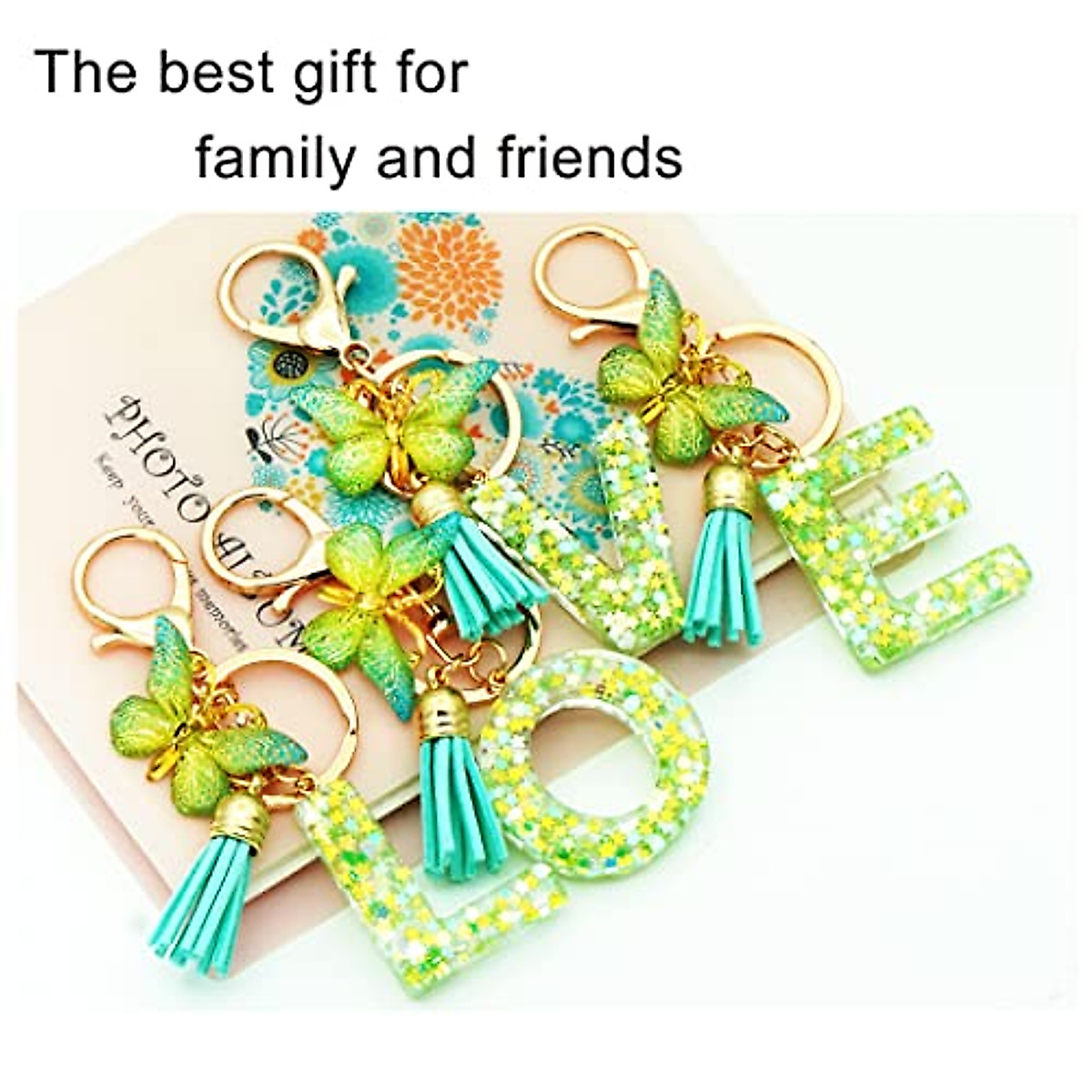 TTYY Initial Letter Keychain for Women Gift for Young Teenage Girl Gifts for Christmas to Mom Daughter green tassel (green star LetterF)