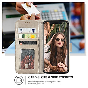 Ateeky iPhone 15 Wallet Case,[Stand Feature] Protective PU Leather Flip Cover with Credit Card Slot [Magnetic Closure] for iPhone 15 (Gray)