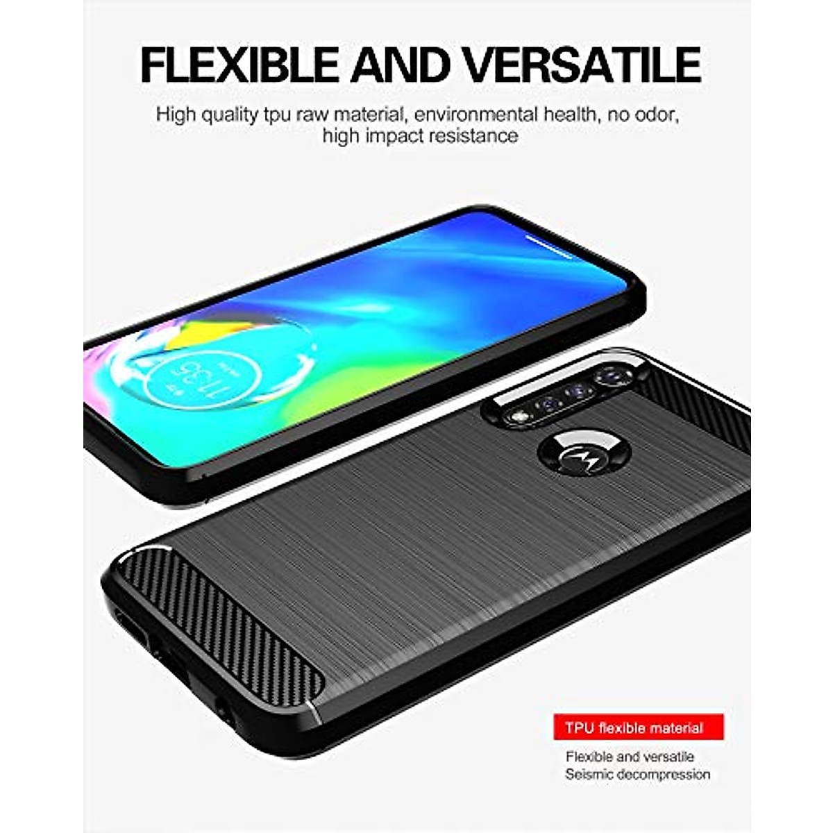 M MAIKEZI for Moto G Power 2020 case, Motorola G Power case 2020 with HD Screen Protector, Soft TPU Slim Fashion Non-Slip Protective Phone Case Cover for Motorola Moto G Power 2020 (Black Brushed TPU)