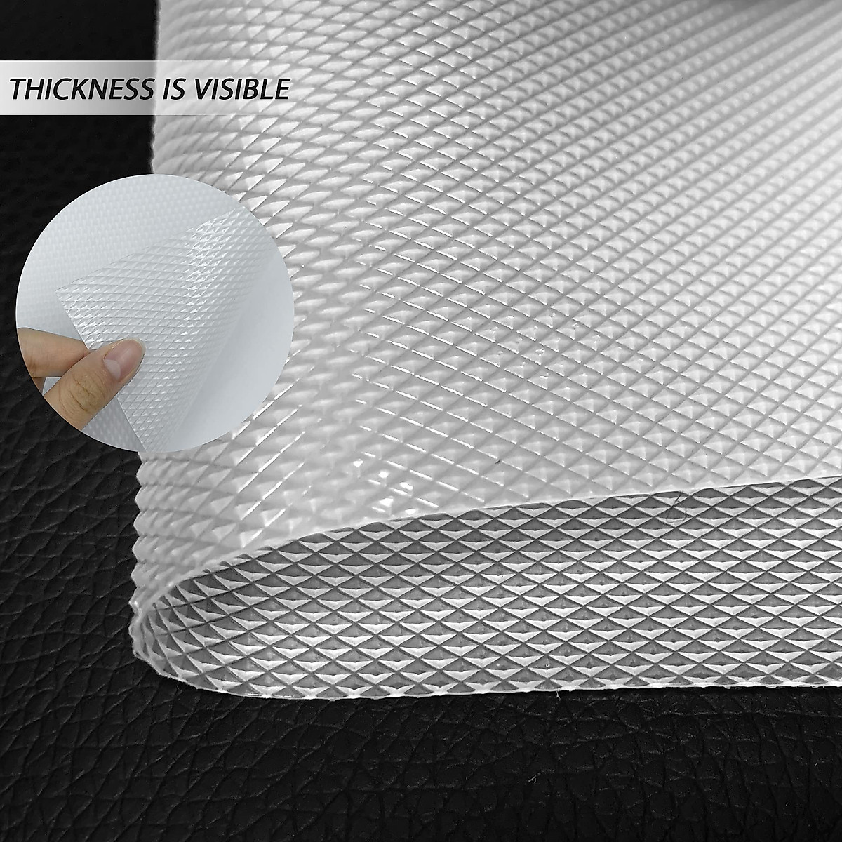 UXTAGR Kitchen Shelf Liner Fridge Liners Drawer Shelf Liner EVA Double Sided Non-Slip Non-Adhesive Anti-Slip Mats for Home Office，Multi-functionLiner Transparent Diamond Pattern（17.7”x 59”）