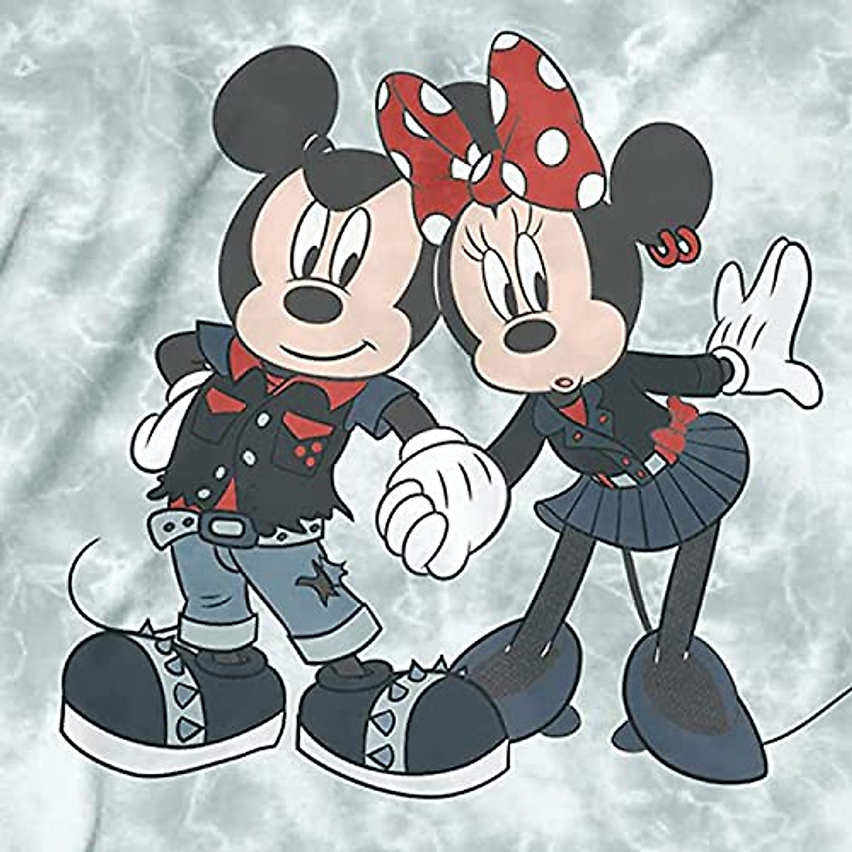 Disney Ladies Mickey Mouse Fashion Shirt Mickey & Minnie Mouse Clothing - Mickey Mouse Tie Dye T-Shirt (Grey Cloud Wash, Large)
