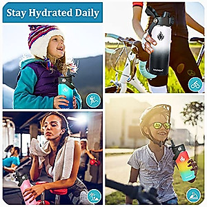 18oz Water Bottle,Vacuum Insulated Stainless Steel Water Flask with Straw Lid Auto Spout Lid Sport Lid,Leak Proof,Double Walled Travel Drink Mug,Metal Canteen,Hot Cold Water Bottles