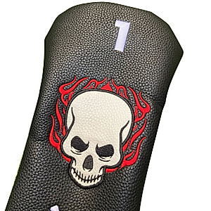Blach Birdie Skeleton Style Head Cover Golf Club Black Leather Headcovers 1,3,5 Wood Covers