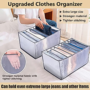 TIGARI Upgraded Wardrobe Clothes Organizer 2pcs, Organizer Clothes, Wardrobe Clothes Organizer, Divided Clothes Organizer for Jeans Pants T-shirts Underwear (Gray, 9 Grids)