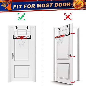 Mini Indoor Basketball Hoop for Door, Over Door Basketball Hoop for Kids Adults with Large 9 Inch Dunk Rim 4 Mini Replacement 6" Basketballs Sport Game Gift for 6 7 8 9 10 11 12 Years (15.8"x11.7")