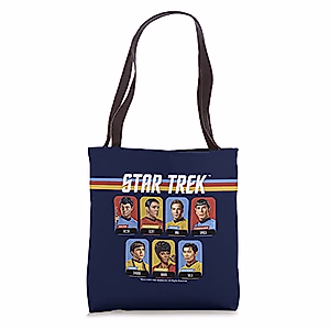 Star Trek Group Shot Boxed Portrait Retro Stripes Tote Bag