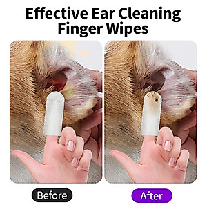 50 Pcs Ear Cleaner Finger Wipes, Dog Ear Finger Wipes, Ear Finger Wipes for Dogs Cats - Sooths & Deodorizes，Ear Relief Finger Wipes，Ear Cleansing Finger Wipes for Dogs，Sooths & Deodorizes (50 PCS)