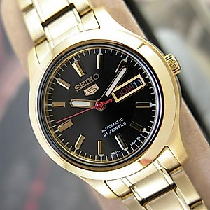 Seiko Women's SYMD96 5 Automatic Black Dial Gold-Tone Stainless Steel Watch