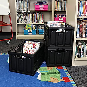 Pearington Collapsible Storage Bins, Stackable Containers for School, Work, Home Organization, 3-Pack