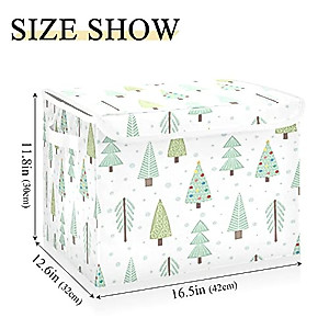 xigua Cute Christmas Tree Storage Bins with Lids Foldable Large Cube Storage Boxes with Handles for Home Bedroom Closet Office (16.5x12.6x11.8 in)#1