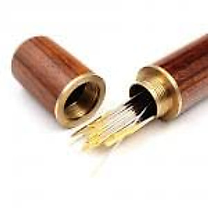 Hand Sewing Needles Storage Wooden Box Needles Bottle Sandalwood Needle Holder Needlework Storage Wood Case Toothpick Box(no Pattern,Black)