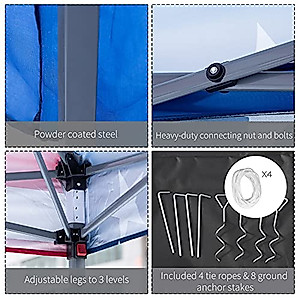 Outsunny 10' x 10' Pop Up Canopy Tent with Netting and Portable Carry Bag, Instant Sun Shelter, Tents for Parties, Height Adjustable, for Outdoor, Garden, Patio, American Flag