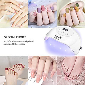 LKE UV LED Nail Lamp, Nail Dryer 72W Gel Polish Curing Lamp for Gel Nail Polish Kit Nail Art Accessories White