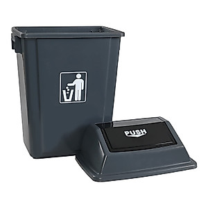 Morcte 4-Pack 13 Gallon Kitchen Trash Can with Swing Lid, Plastic Kitchen Garbage Can, Gray