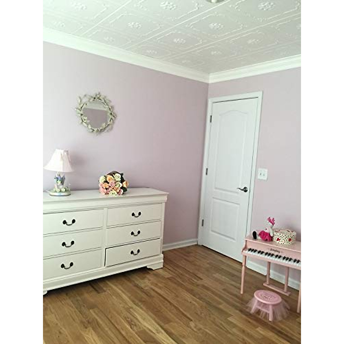 A La Maison Ceilings R43 Bourbon Street Foam Glue-up Ceiling Tile (21.6 sq. ft./Case), Pack of 8, Plain White