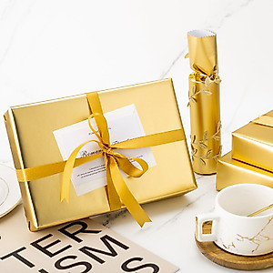 MAYPLUSS Jumbo Wrapping Paper Roll-81.8 sqft. Matte Gold Solid Color for Birthday, Christmas, Wedding, Baby Shower, Holiday, Bridal Shower-30in x 33ft