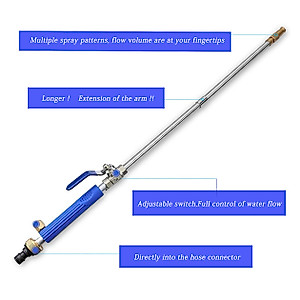 High Pressure Power Washer Wand, Watering Sprayer Cleaning Tool, Hydro Jet Water Hose Nozzle, Wand Lance for Gutter Patio Car Pet Window blue