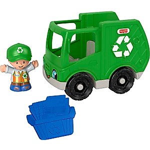 Fisher-Price Little People Recycle Truck, push-along vehicle with figure and play accessory for toddlers and preschool kids ages 1-5 years