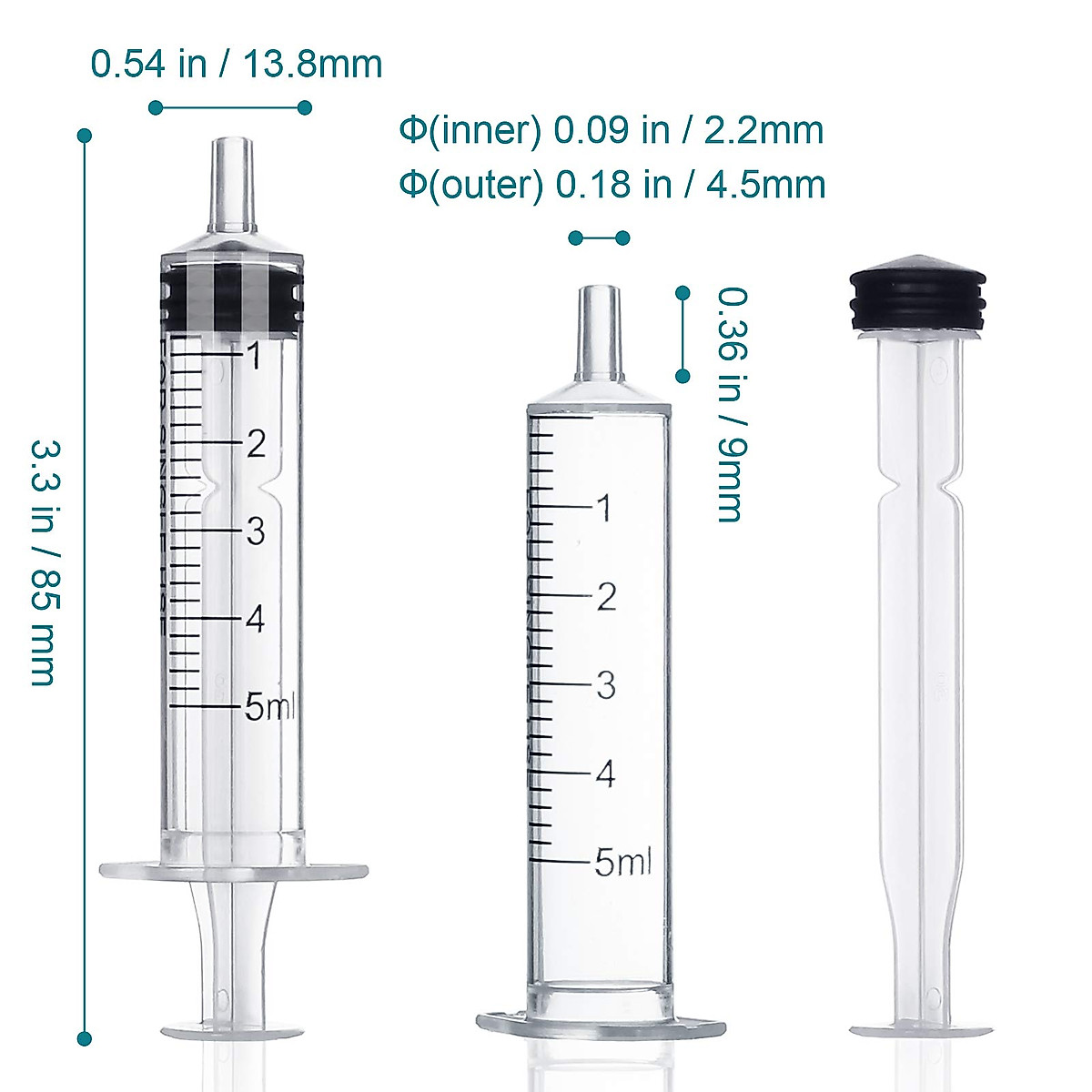 5ml Syringe Without Needle - 5 ml Small Plastic Syringes Sterile Individually Packed with Cap for Lab Medicine Student Measuring Liquid and Pet Dog Cat Baby Feeding Oral Colostrum ( 12 Pack 5cc /ml )