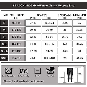 REALON Wetsuit Pants Men Womens Wet Suits Swim Tights 3mm Neoprene Swimming Leggings 2mm Long Diving Surfing Kayak Pant Keep Warm for Workout Scuba Snorkeling Canoeing Water Sports