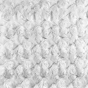 Snuggle Rosebud Minky 60 Inch- Fabric by The Yard (F.E.®) (1 yrd, White)