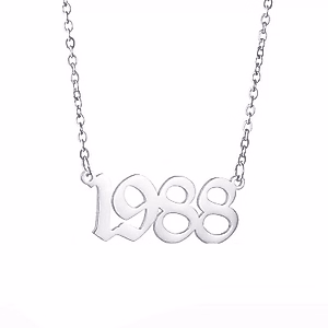 Yafeeso Birth Year Necklace Solid Gold 10k 14k 18k Birth Year Number Pendant Necklace Personalized Real Gold Year Necklace Personalized Jewelry Gift for Women