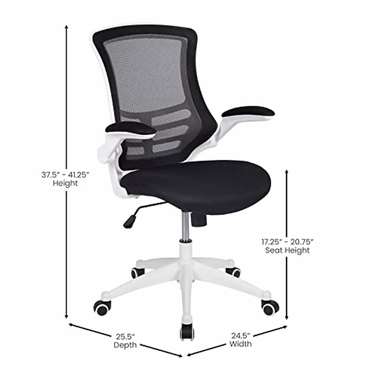 Flash Furniture Kelista Office Chair, Ergonomic, Mid-Back, White Frame, Black Mesh with Swivel