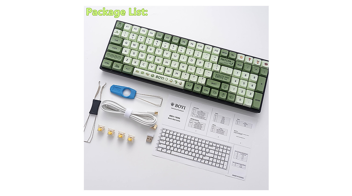 BOYI TK96 RGB Hot Swappable Wireless Matcha Keyboard