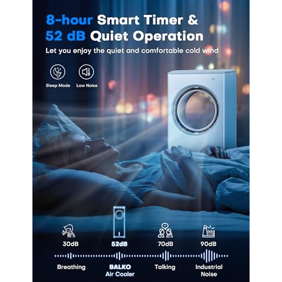 BALKO 3 IN 1 Portable Air Conditioners, 32 INCH Evaporative Air Cooler for Room w/Sleep/Natural/Normal Mode, 3 Speeds, Remote & 1-8H Timer for Auto-Off, 1 Gal Water Tank, Swamp Cooler Bedroom Indoor