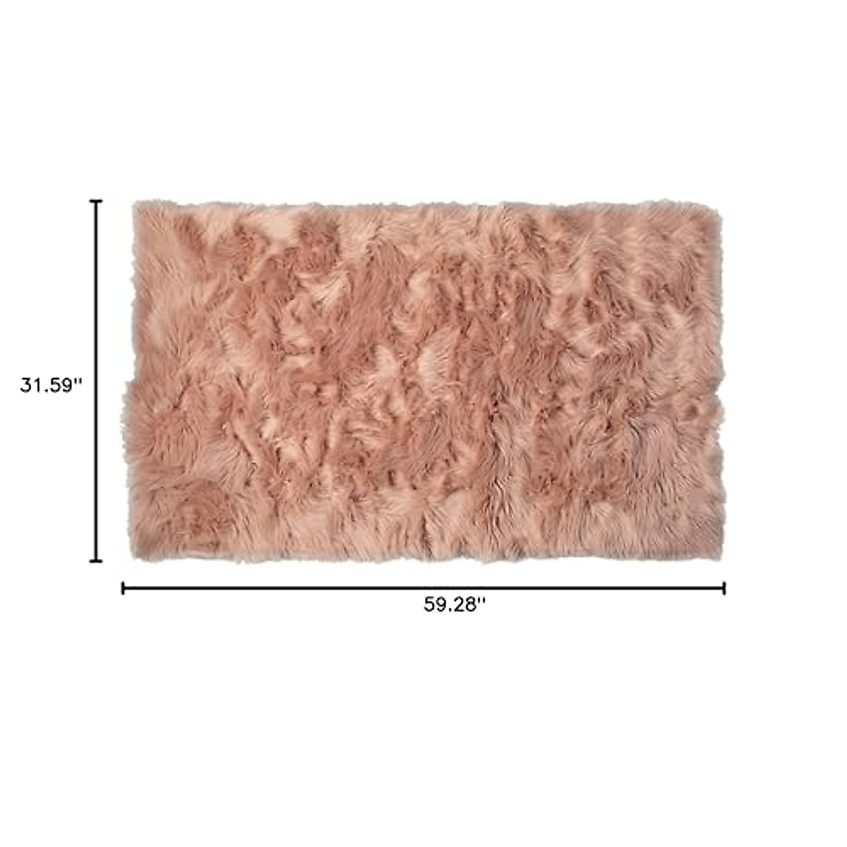 Luxe Faux Fur Hudson Rug with Soft and Fluffy Pile | Machine Washable Living Room Rug with Anti-Slip Backing | Cruelty-Free Area Rugs for Office or Bedroom, Dusty Rose, 3 ft x 5 ft