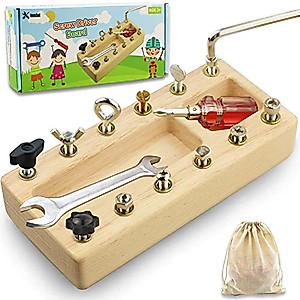 Inslat Montessori Screwdriver Board Set, Wooden Montessori Toys for 3 4 5 Year Old Kids, Educational Screw Board Sensory Learning Toys STEM Fine Motor Skills Toys
