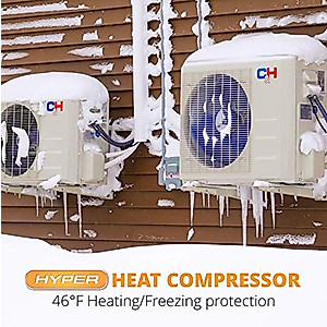 Cooper & Hunter Hyper Heat 18,000 BTU, 20 SEER 10.3 HSPF Ductless Mini-Split Air Conditioner -22F Heat Pump with 16FT Copper Line Set and Communication Wires