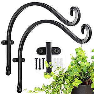 AJART Hanging Plant Hanger Outdoor: 12-Inch Bird Feeder Wall Hooks - Black Metal Plant Bracket Hook for Hanging Flower Baskets