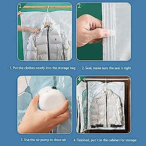 COKUERA Space Saver Bags for Clothes Hanging Vacuum Storage Bags with Electric Pump Good Protection for Suit,Dress,Jacket and Coats Hanging Space Saver Vacuum Bags for Travel