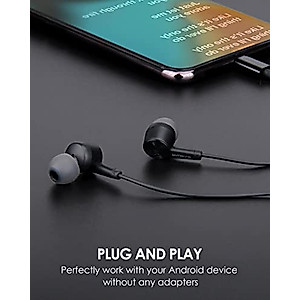 PALOVUE USB Type C Headphones in Ear Earphones Earbuds with Mic and Volume Control Compatible for Google Pixel Samsung Oneplus Huawei Sony MacBook SoundFlow