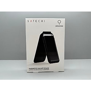 Satechi Magnetic Magsafe Wallet, Vegan-Leather Double Flap Stand Card Holder, 4 Slots with Front NFC Pass-Through, Adjustable Phone Attachment for iPhone 16/15/14/13/12, Travel Accessory, Black