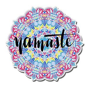 Namaste Mandala Yoga Meditation - 3" Vinyl Sticker - for Car Laptop I-Pad Phone Helmet Hard Hat - Waterproof Decal
