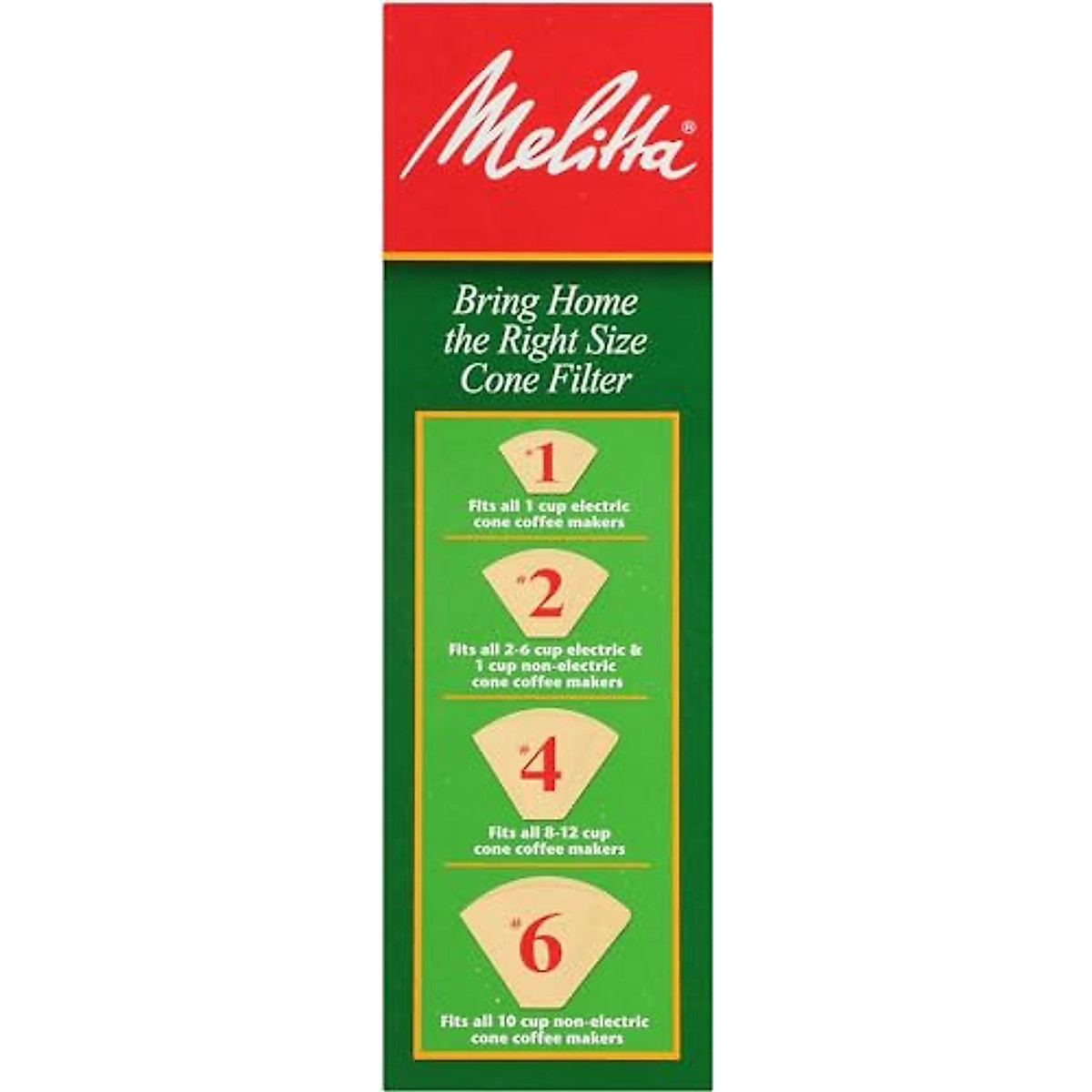 Melitta 4 Cone Coffee Filters, Unbleached Natural Brown, 100 Total Filters Count - Packaging May Vary