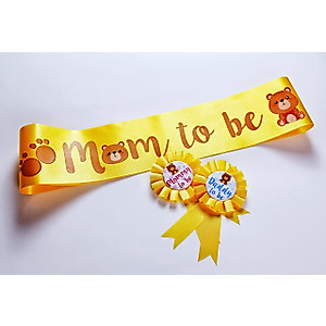 HAPPYLAND Sash for Baby showers Yellow Tinplates Badge Mommy to Be and Daddy to Be Baby Shower Tinplate Badge Pin Baby Shower Party Gender Reveals Baby Shower Decoration Baby Shower Button New Dad