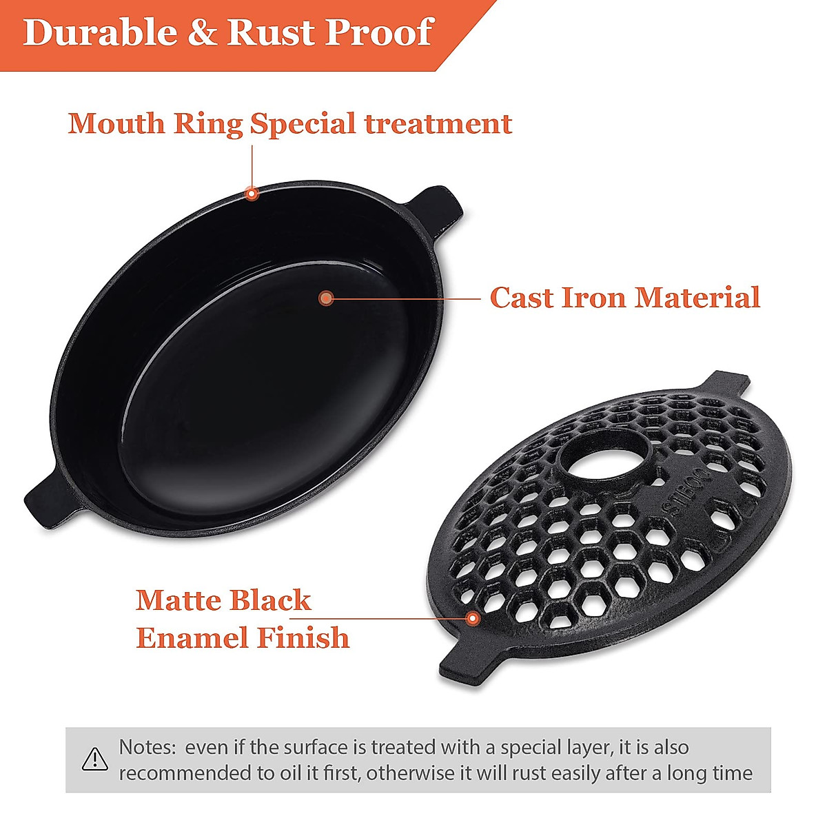 Wood Stove Steamer, Cast Iron Fireplace Humidifier, Indoor Humidifier for Home Heating, Black Bowl Fireplace Stove Covers Accessories Decorative, Matte Black Finish, Rust Resistant, 2.7 Quart Capacity