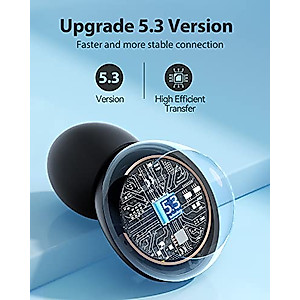 True Wireless Earbuds Headphones with Digital Power Display IPX7 Waterproof Ear Buds in-Ear Earphones for Android Gaming PC Computer Laptop TV Music Sport