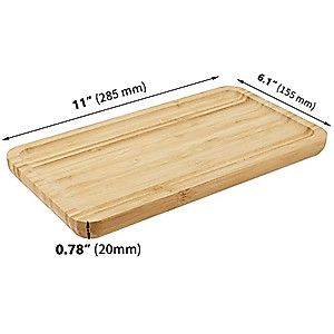 ZOENHOU 2 Pack Bamboo Vanity Tray, 11.4 x 6.2 x 0.8 Inch Rectangular Decorative Bathroom Counter Tray Bamboo Wood Serving Tray for Guest, Dresser, Kitchen, Toilet, Home Decor, Hold Small Item