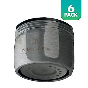 Niagara Conservation N3205NBN-PC-TU 1-Spray 0.5 GPM .94-in. Pressure-Compensating Needle-Spray Faucet Aerator Brushed Nickel, 6-Pack | Bathroom Sink and Kitchen Sink Aerator for Home Improvement
