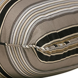 Pillow Perfect Stripe Outdoor Throw Accent Pillow, Plush Fill, Weather, and Fade Resistant, Large Square - 18.5" x 18.5", Black/Grey Getaway Stripe, 2 Count