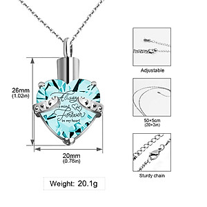 XIUDA Crystal Urn Necklace for Human Ashes Heart Birthstone Memorial Cremation Jewelry Ash Necklace for Women