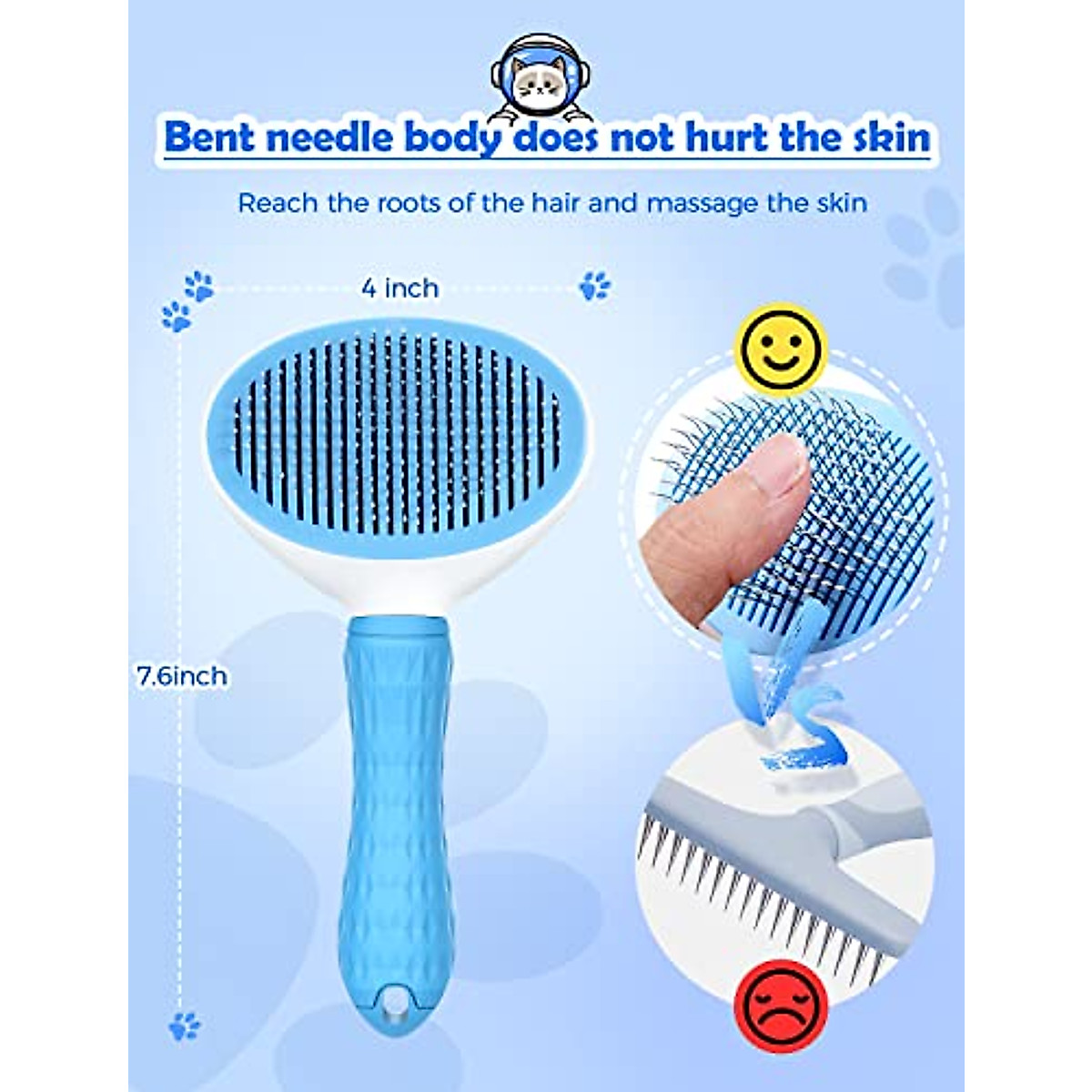 Cat Grooming Glove Brush, RIFNEEIM Pet Deshedding Glove with Self Cleaning Slicker Brush, Efficient Pet Hair Remover Massage Tool with Enhanced Five Finger Design for Cat Dog