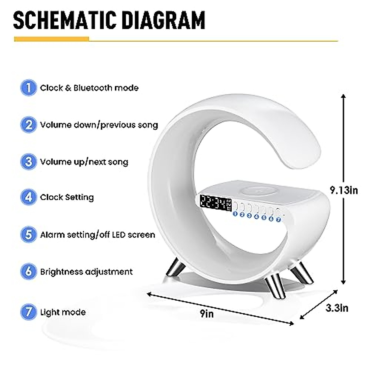 KISSONU Led Night Light Intelligent Atmosphere Lamp Wireless Charger Bedside Lamp Sunrise Wake-Up Lamp Polar Lamp Alarm Clock App Control for Heavy Sleepers Adults for Bedroom Dorm Gift (White)