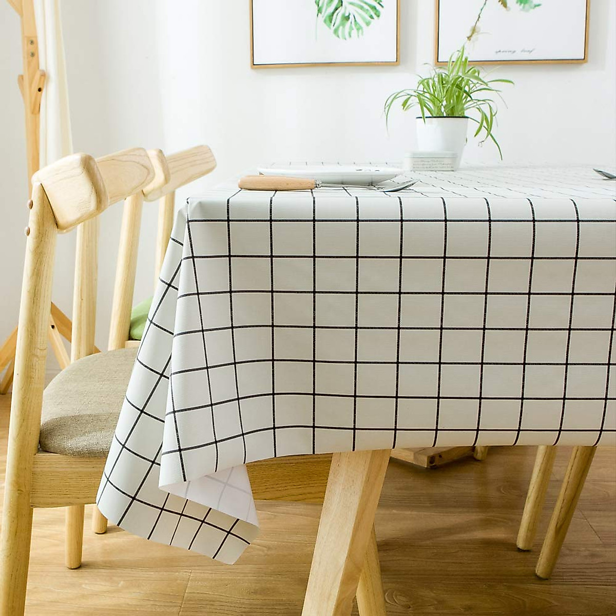 Yofori Tablecloth Wipe Clean Table Cloth Wipeable PVC Waterproof Rectangular Table Cover Plastic Table Protecter for Kitchen Outdoor (54x108 inch, Plaid)